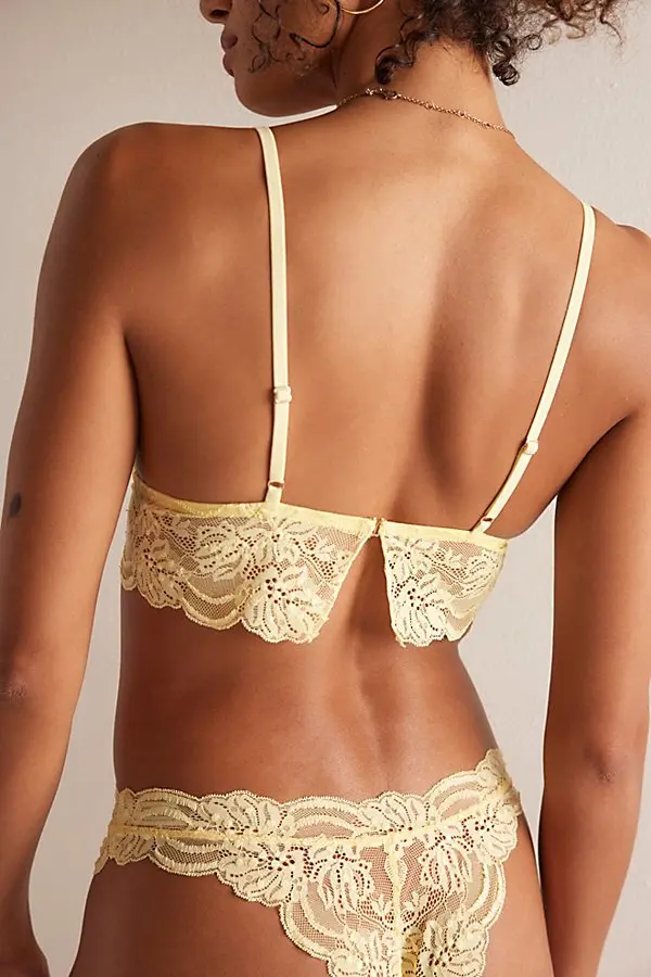 Free People Last Dance Lace Thong - Mellow Yellow