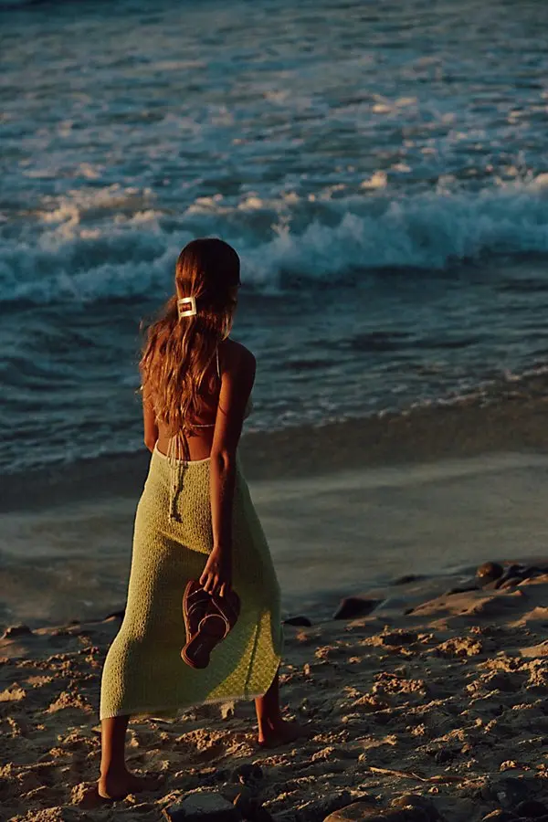 navy blue dress for baby girl FREE PEOPLE Beach NWT Mindy Backless Midi Dress Women's Size Large Black  Combo main image 0