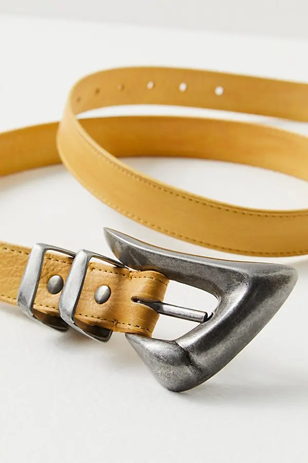 Free People Billie Leather Belt FREE PEOPLE Billie Leather Belt Yellow Size Medium/Large | eBay main image 4