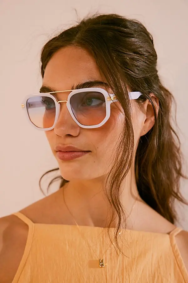 Free People Aviator Sunnies Sunglasses Shades ivory Lens NWT Janis Detail Aviator Sunglasses | Free People main image 4