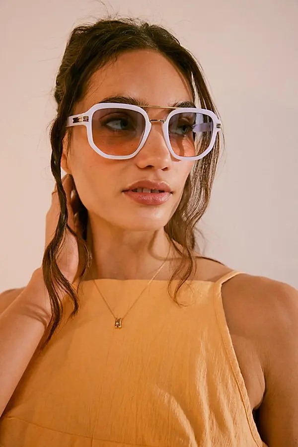 Free People Aviator Sunnies Sunglasses Shades ivory Lens NWT Free People Marlin Aviator Sunnies - Dusk | Editorialist main image 3
