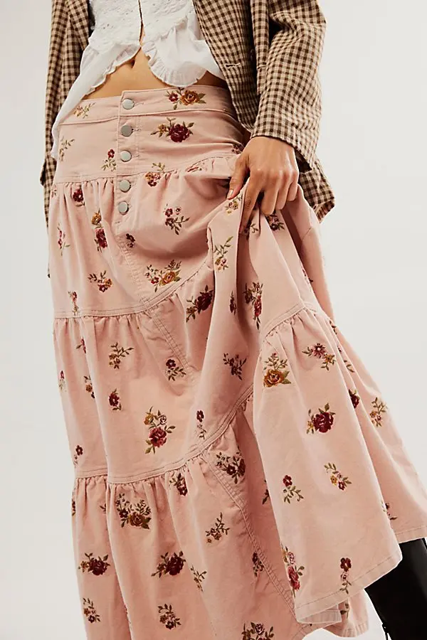 Driftwood Fp X Cord Maxi Skirt In Pink 65% Off Editorialist