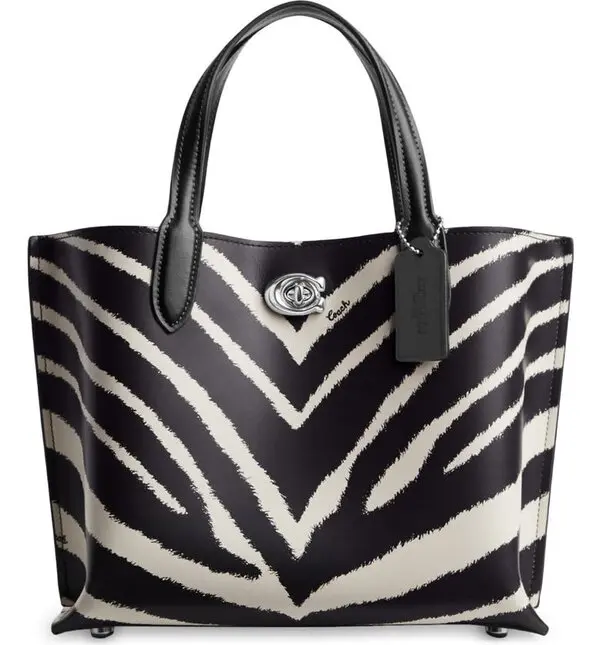 COACH Willow Zebra Print Leather Tote