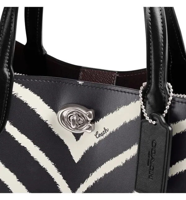 COACH Willow Zebra Print Leather Tote