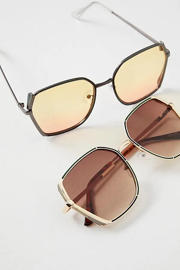 Free People Batiste Oversized Sunglasses - Champagne/Gold  display picture 1