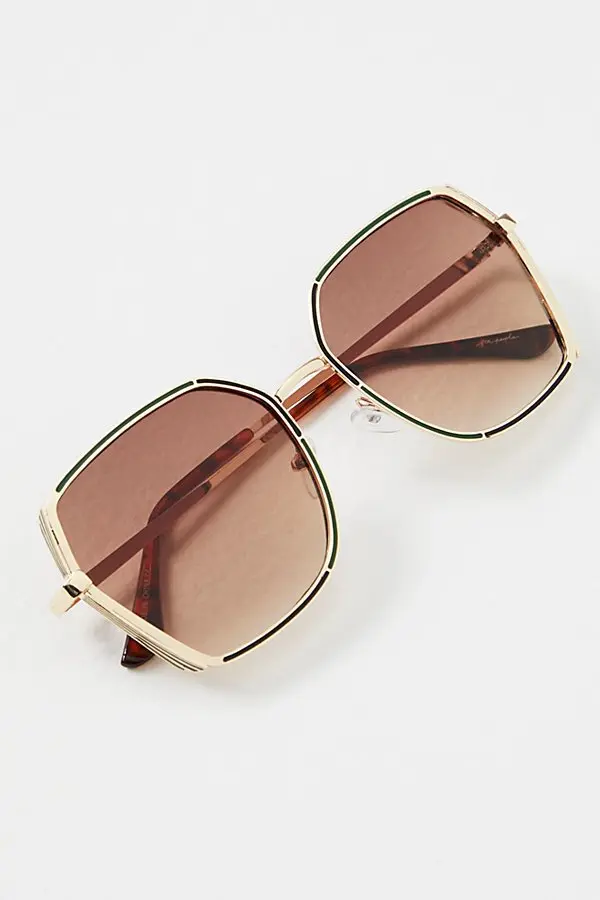 Free People Batiste Oversized Sunglasses - Champagne/Gold  display picture 3