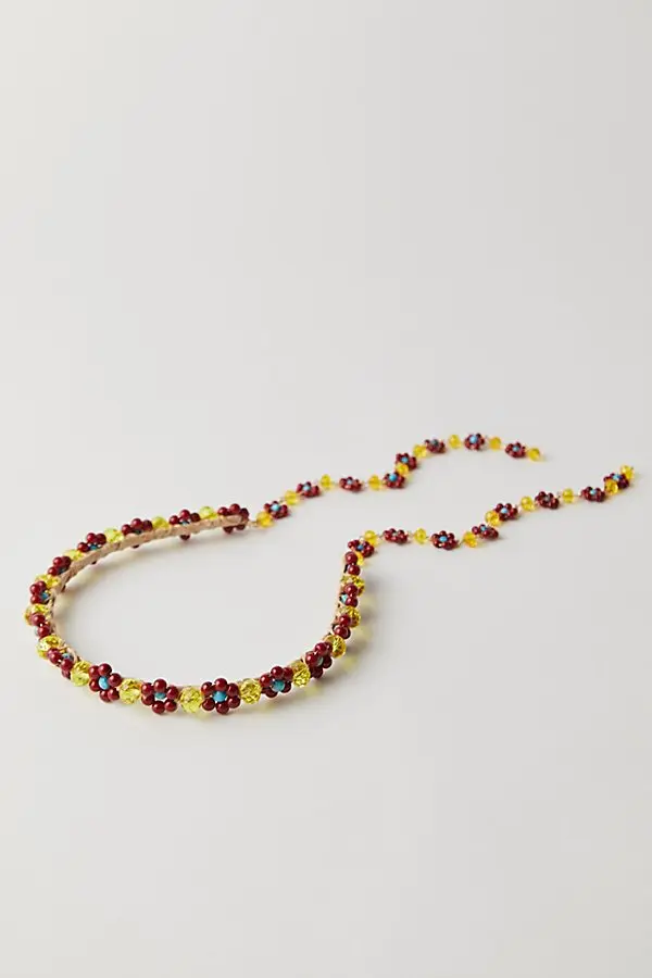 Curried Myrrh Magritte Pearl Maisie Dangle Headband In Red  display picture 2