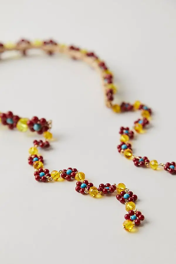Curried Myrrh Magritte Pearl Maisie Dangle Headband In Red  display picture 3