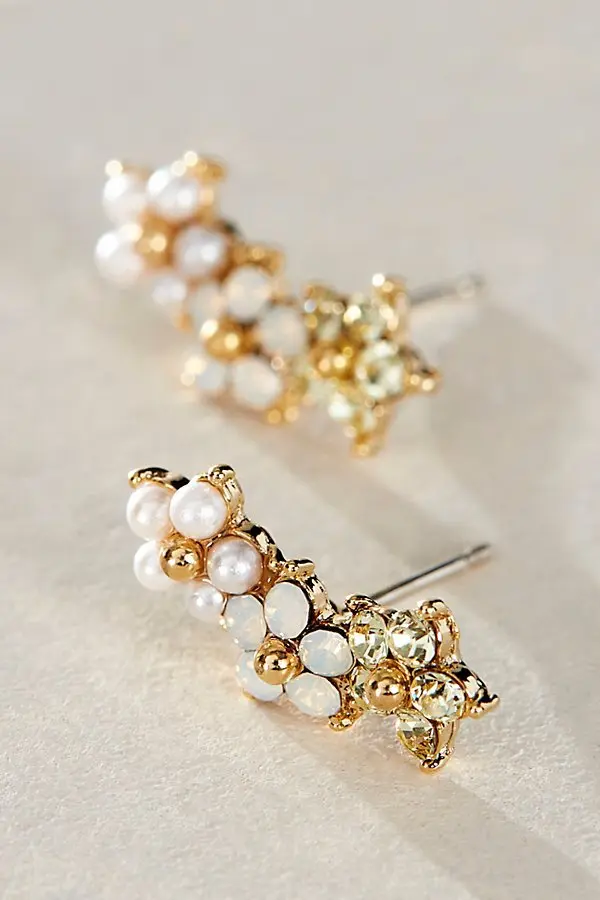 LOVER'S TEMPO Floral Climber Earrings - Citrine