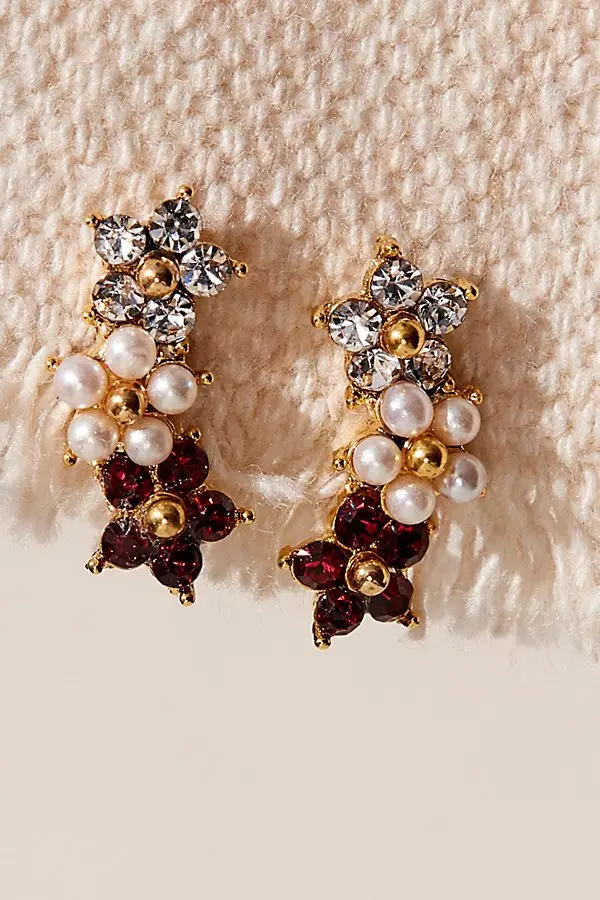 LOVER'S TEMPO Floral Climber Earrings - Ruby