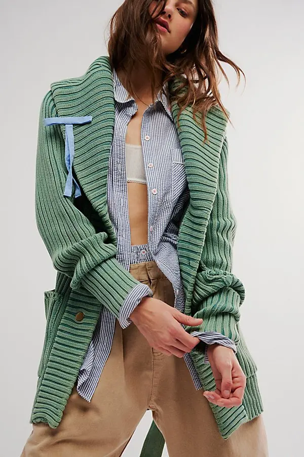 Free People Ryanne Long Haul Cardigan - White Pine