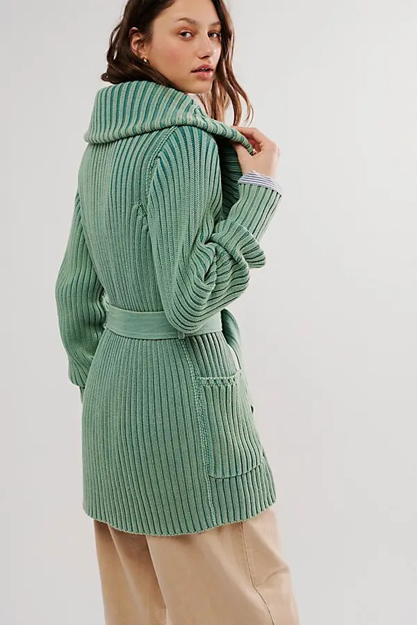 Free People Ryanne Long Haul Cardigan - White Pine