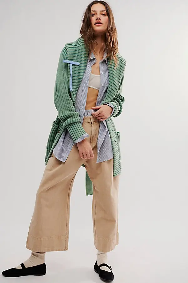Free People Ryanne Long Haul Cardigan - White Pine