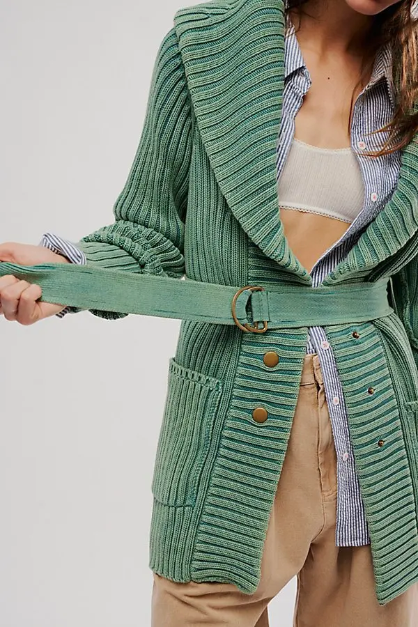 Free People Ryanne Long Haul Cardigan - White Pine