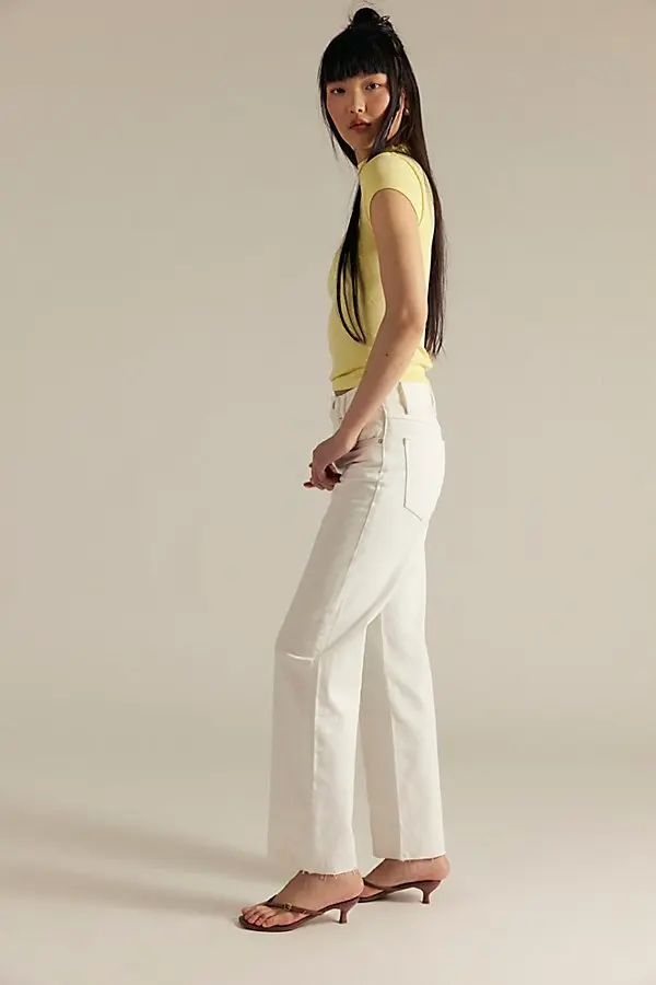 Free People We The Free Risk Taker Mid-rise Jeans - Optic White