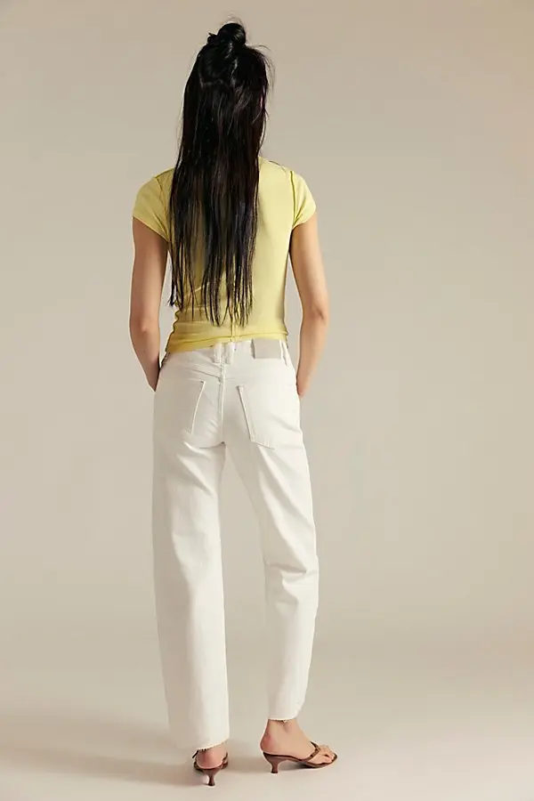 Free People We The Free Risk Taker Mid-rise Jeans - Optic White