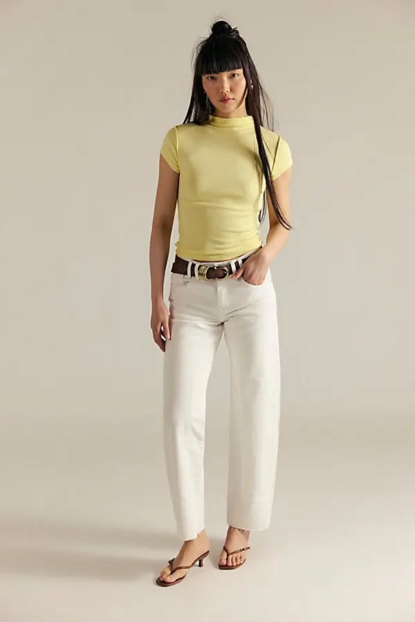 Free People We The Free Risk Taker Mid-rise Jeans - Optic White