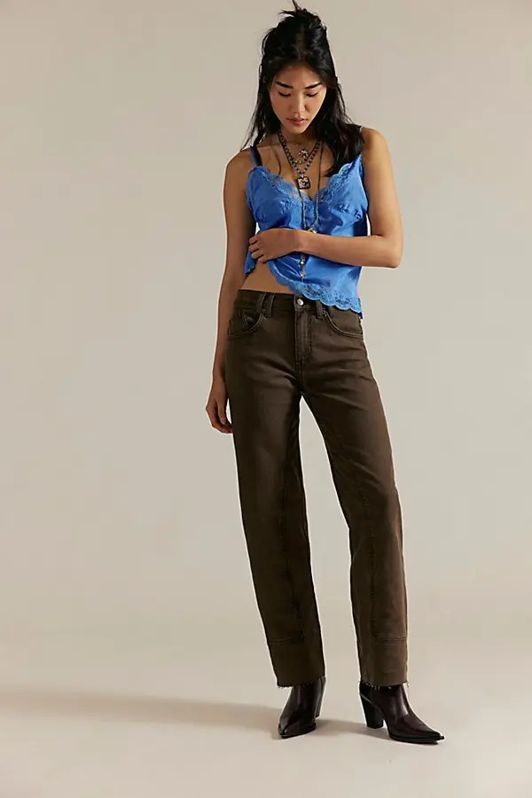 Free People We The Free Risk Taker Mid-rise Jeans - Workwear Brown