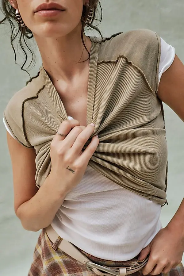 Free People We The Free Ever Had Ribbed Knit Tee - Ivory