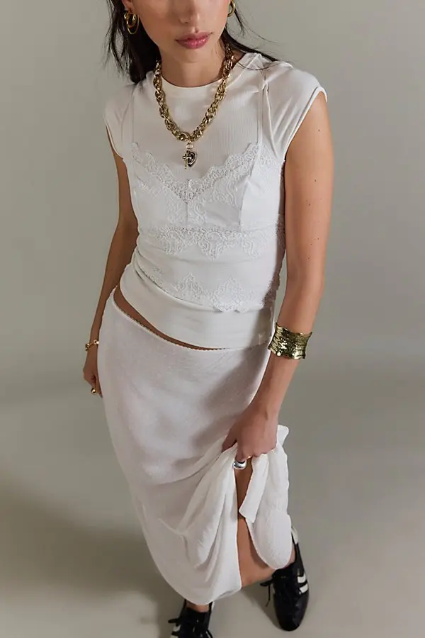 Free People We The Free Ever Had Ribbed Knit Tee - Ivory