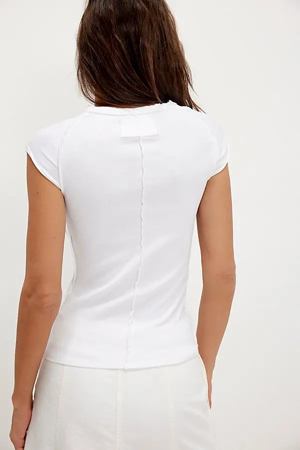 Free People We The Free Ever Had Ribbed Knit Tee - Ivory