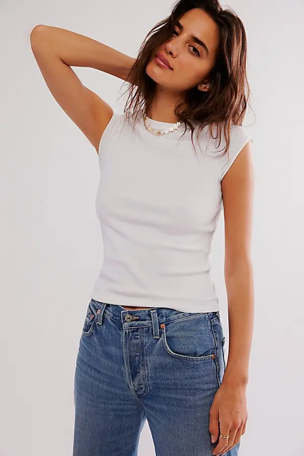 Free People We The Free Ever Had Ribbed Knit Tee - Ivory