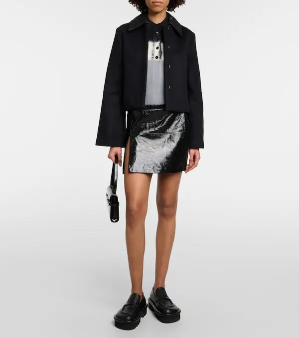 Proenza Schouler Cropped Wool-blend Jacket With Leather Collar
