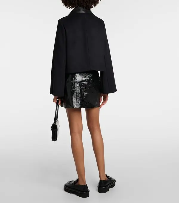 Proenza Schouler Cropped Wool-blend Jacket With Leather Collar