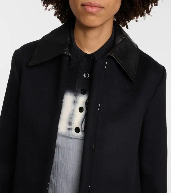 Proenza Schouler Cropped Wool-blend Jacket With Leather Collar