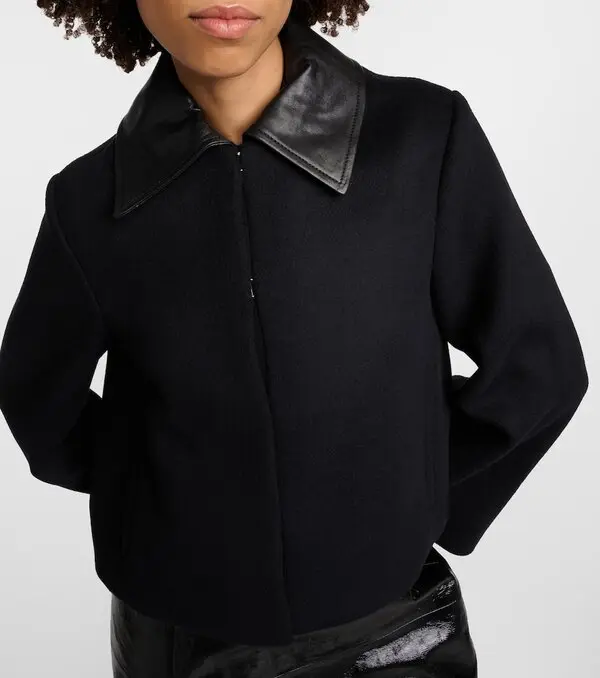 Proenza Schouler Cropped Wool-blend Jacket With Leather Collar