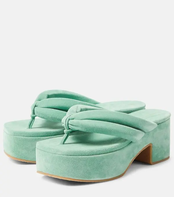 Dries Van Noten Suede Platform Thong Sandals