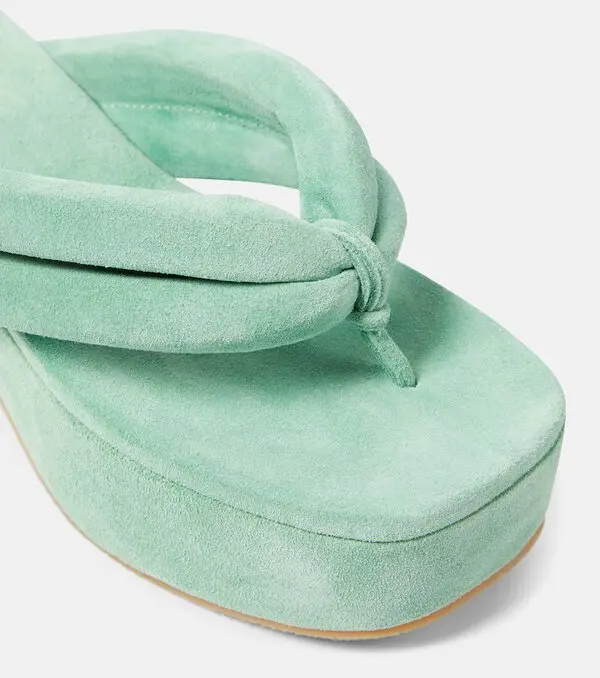 Dries Van Noten Suede Platform Thong Sandals
