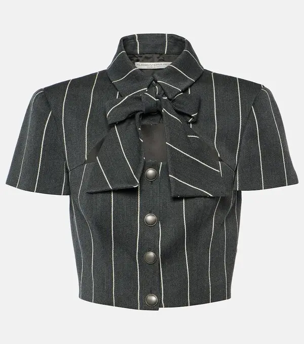 Alessandra Rich Pinstripe Cropped Jacket - Grey