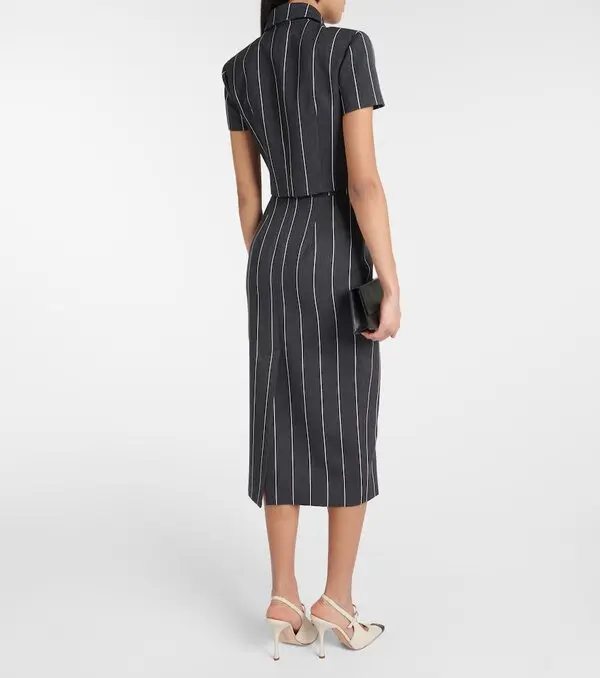 Alessandra Rich Pinstripe Cropped Jacket - Grey