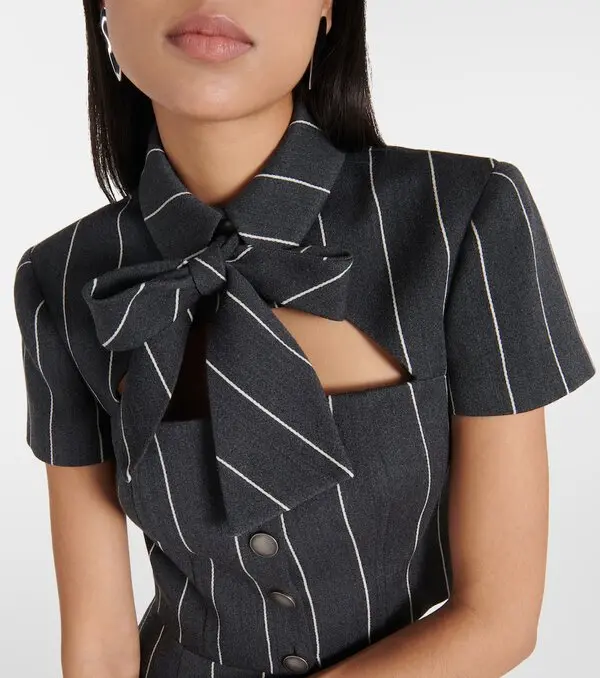 Alessandra Rich Pinstripe Cropped Jacket - Grey
