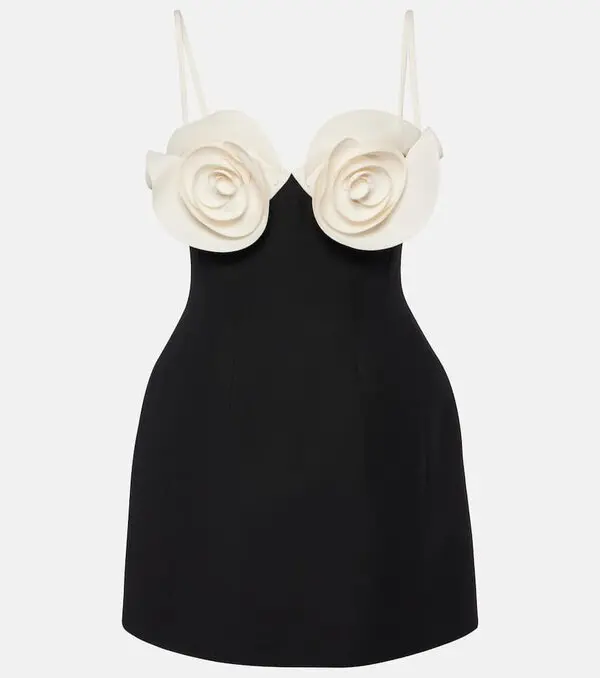 Valentino Garavani Crêpe Couture Floral-appliqué Minidress