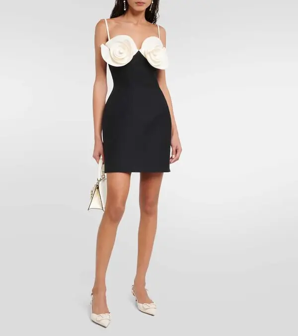 Valentino Garavani Crêpe Couture Floral-appliqué Minidress