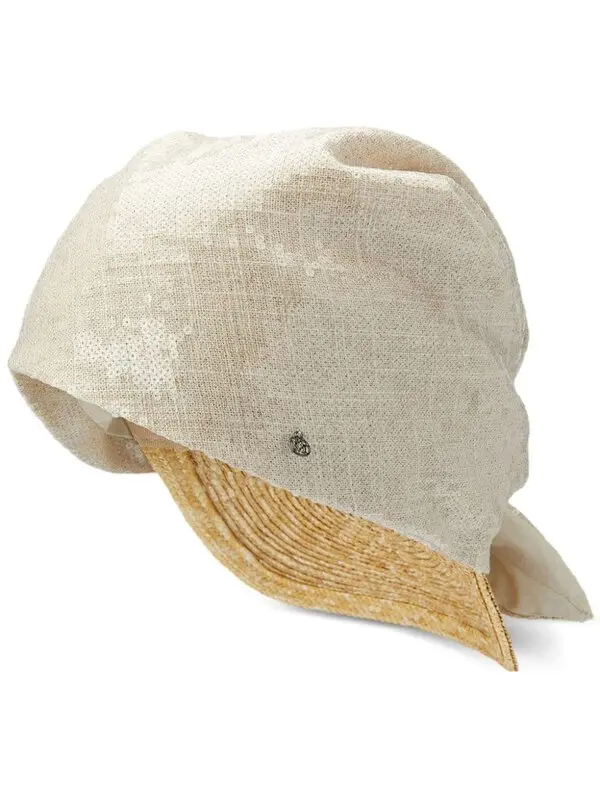 Maison Michel Bella Equin-Embellihed Vizor Hat - Neutrals  display picture 3