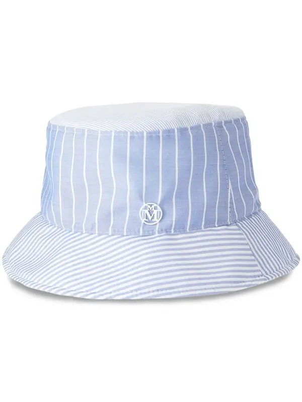 MAISON MICHEL Jason Striped Bucket Hat - White