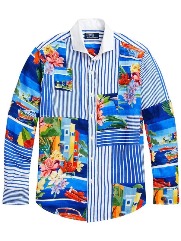 Polo Ralph Lauren Patchwork Striped Linen Shirt