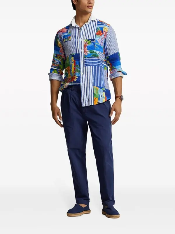 Polo Ralph Lauren Patchwork Striped Linen Shirt