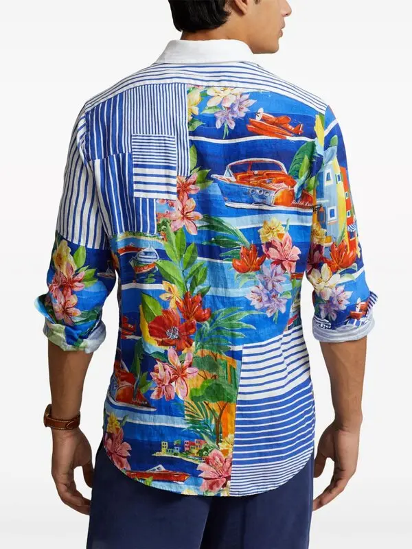 Polo Ralph Lauren Patchwork Striped Linen Shirt