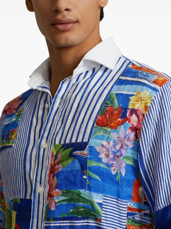 Polo Ralph Lauren Patchwork Striped Linen Shirt