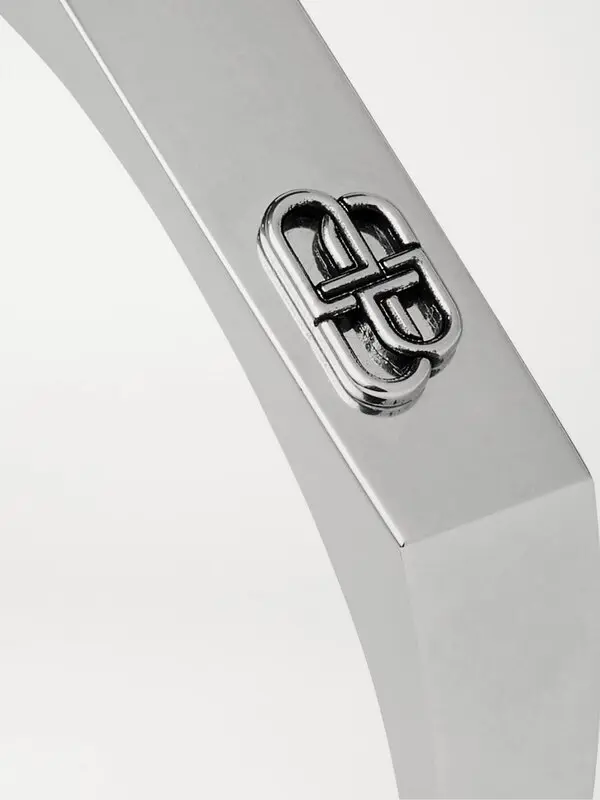 Balenciaga Logo-Detailed Cuff - Silver | Editorialist