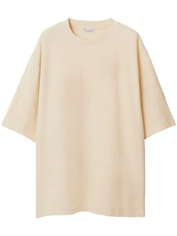 Burberry Logo-jacquard Towelling-finish T-shirt - Neutrals