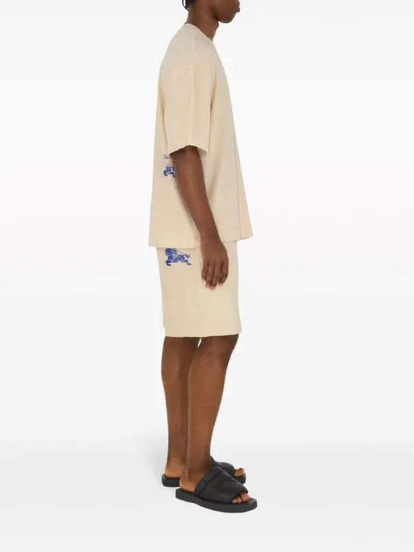 Burberry Logo-jacquard Towelling-finish T-shirt - Neutrals