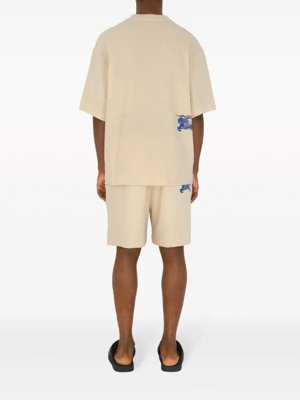Burberry Logo-jacquard Towelling-finish T-shirt - Neutrals