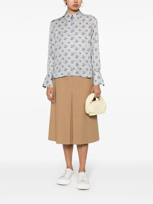 Maison Kitsuné Floral-print Twill Shirt