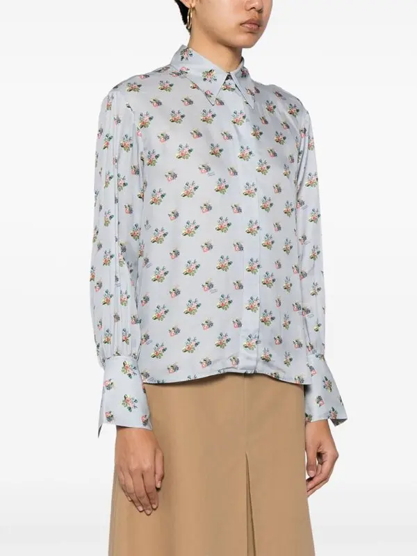 Maison Kitsuné Floral-print Twill Shirt