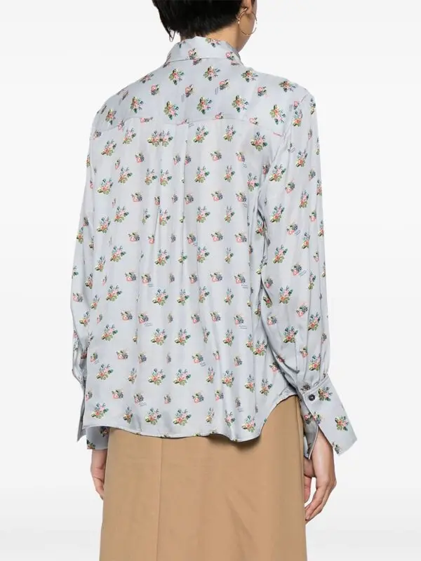 Maison Kitsuné Floral-print Twill Shirt